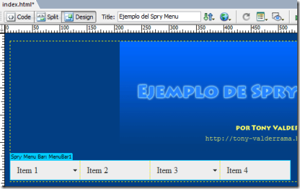 El Tony y sus ondas...: Menus Chuvidubis con Dreamweaver (Spry Menu)